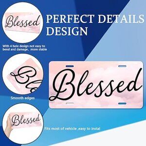 Accents | Blessed License Plate Pink Sky Background Front License Plate ...